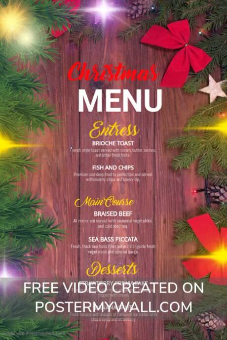 Pink Futuristic Christmas Food Menu Pinterest Graphic Template ...