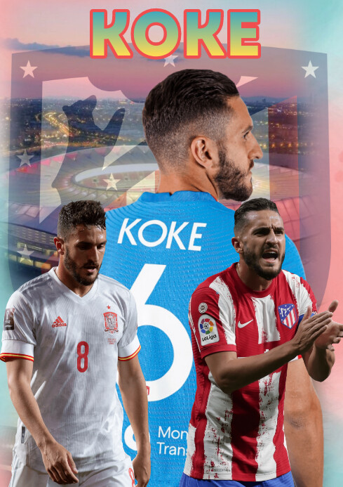 Pink Futuristic Koke Atlettco Madrid And Spai Template | PosterMyWall
