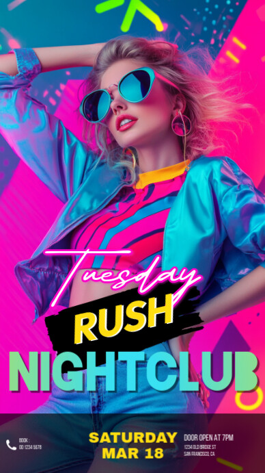Pink Futuristic Night Club Party Invitation Instagram Story Template ...