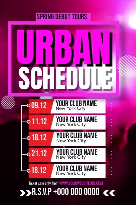 Pink Futuristic Urban Schedule Party Poster Template | PosterMyWall