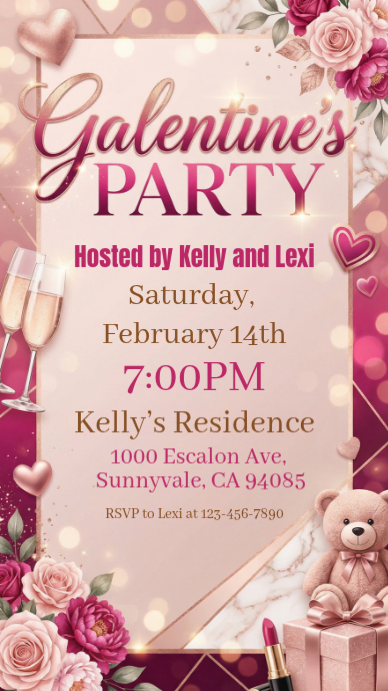 Pink Galentine's Day Party Instagram Story Template | PosterMyWall