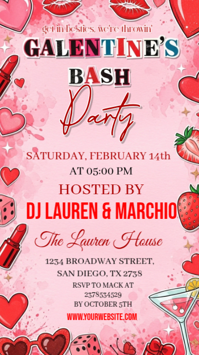 Pink Galentine's Day Party Instagram Story Template | PosterMyWall