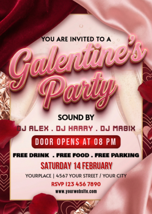 Pink Galentine's Party A6 Template | PosterMyWall