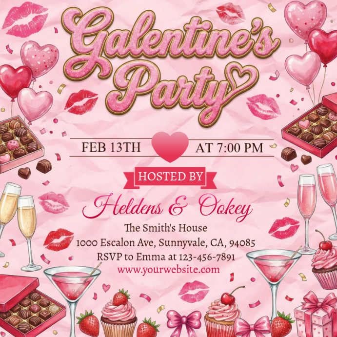 Pink Galentine's Party Instagram Post Template | PosterMyWall