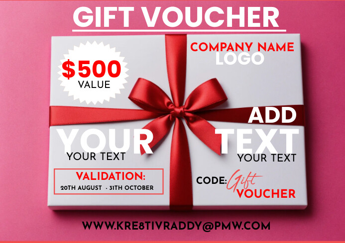 Pink Gift Voucher A4 Templat | PosterMyWall