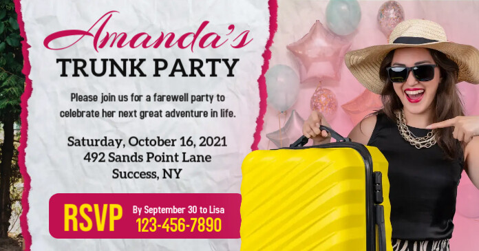 Pink Girl's Trunk Party Facebook Post Templat Template | PosterMyWall