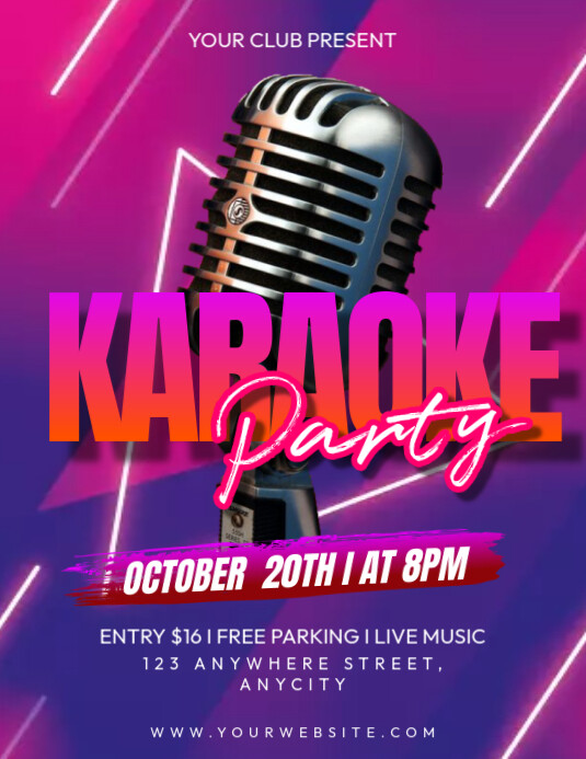 Pink Gradien Karaoke Party Pamflet (letter As) Template | PosterMyWall