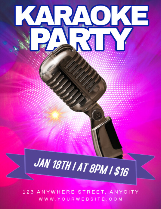 Pink Gradien Karaoke Party Pamflet (letter As) Template | PosterMyWall