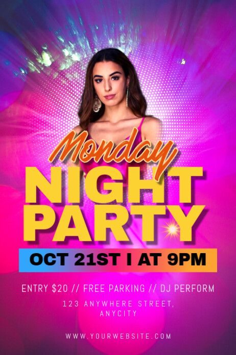 Plantilla de Pink Gradien Monday Night Party Poster | PosterMyWall