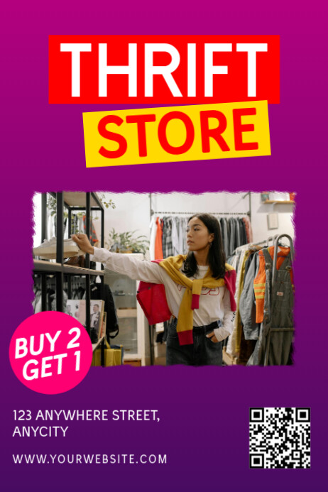 Plantilla de Pink Gradien Thrift Store Poster | PosterMyWall