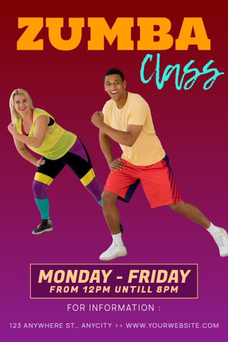 Pink Gradien Zumba Classes Poster Template | PosterMyWall