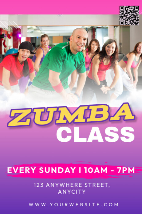 Pink Gradien Zumba Classes Poster Template | PosterMyWall