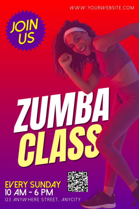 Pink Gradien Zumba Classes Poster Template | PosterMyWall