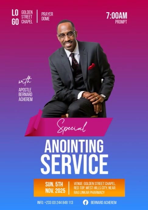 Pink Gradient Anointing Service Church Poster A3 Template | PosterMyWall