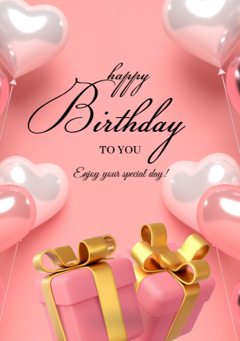 Pink Gradient Birthday A4 Template | PosterMyWall