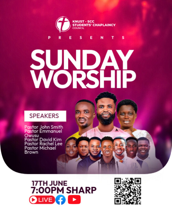 Pink Gradient Church Flyer Instagram Portrait Template | PosterMyWall