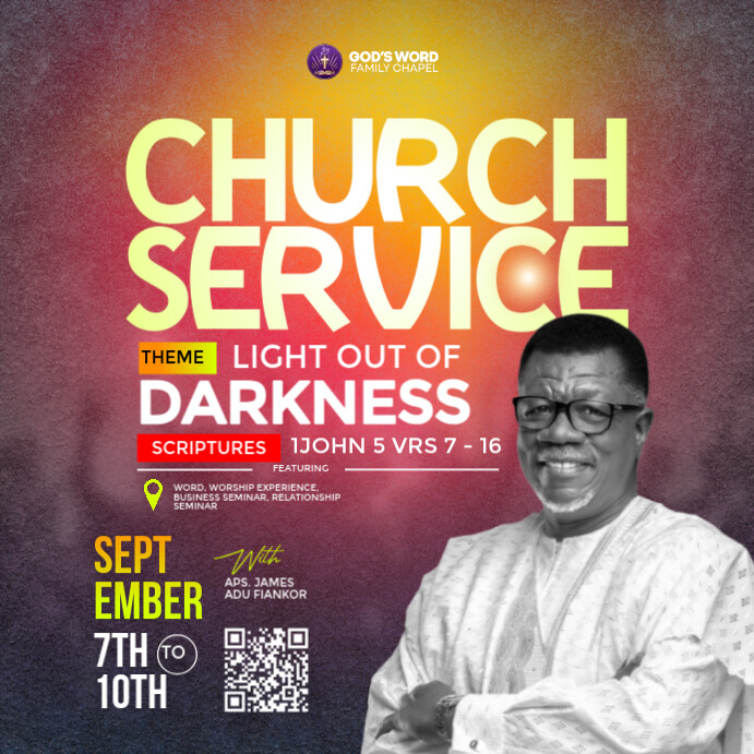 Pink Gradient Church Service Flyer Instagram Post Template | PosterMyWall