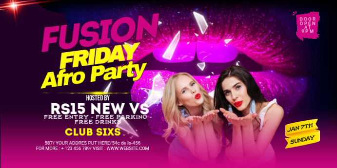 Pink Gradient Club Party Eventbrite Banner Template | PosterMyWall