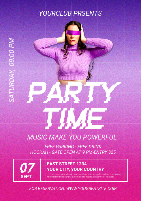 Copy of Pink Gradient Club Party Time Event Poster Fl | PosterMyWall