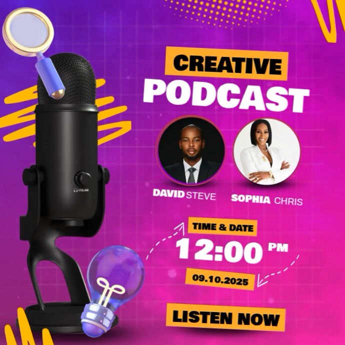 Pink Gradient Creative Podcast Template Instagram Post | PosterMyWall