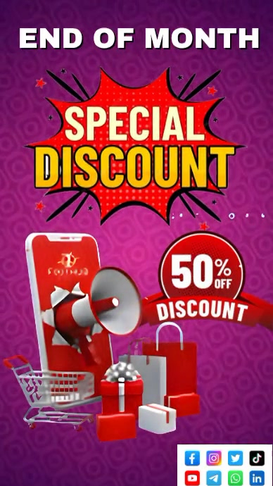 Plantilla de Pink Gradient End Of Month Special Discount Instagram Reel ...