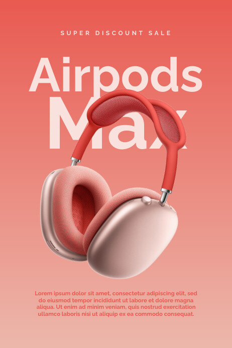 Pink Gradient Headset Ads Poster Template | PosterMyWall