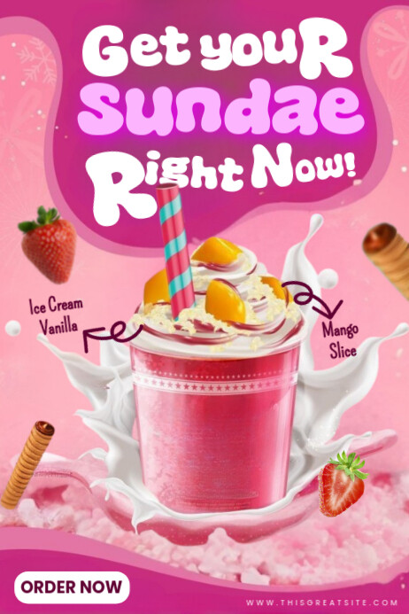 Pink Gradient Ice Cream Sundae Poster Template | PosterMyWall