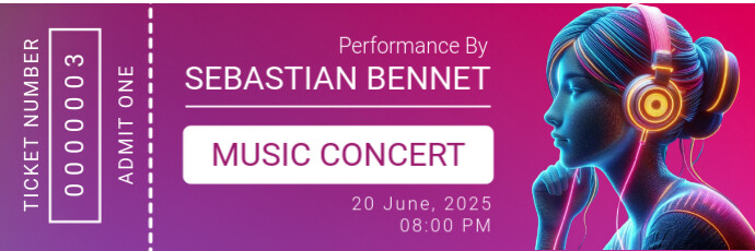 Pink Gradient Music Concert Twitter Banner Template | PosterMyWall
