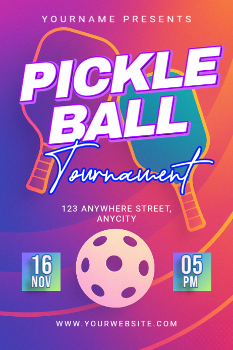 Pink Gradient Pickleball Tournament Poster Template | PosterMyWall