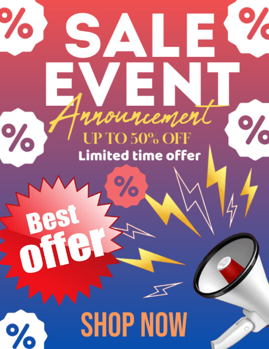 Pink Gradient Sale Event Announcement Flyer (us Letter) Template ...
