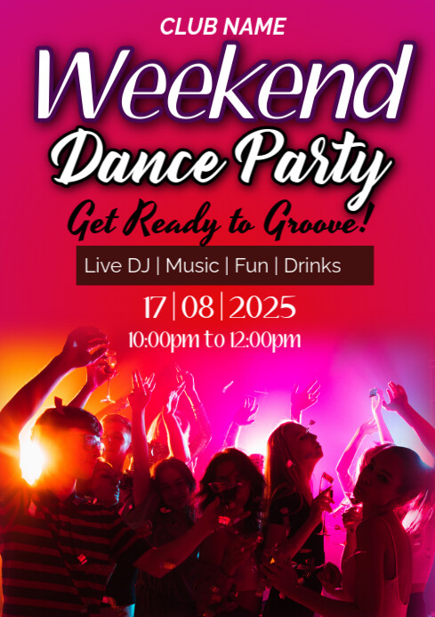Pink Gradient Weekend Dance Party A1 Template | PosterMyWall