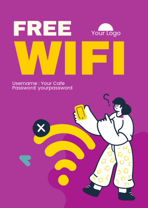 Copy of Pink Gradient Wifi Anywhere Sign Free For Your Store Place A6 ...