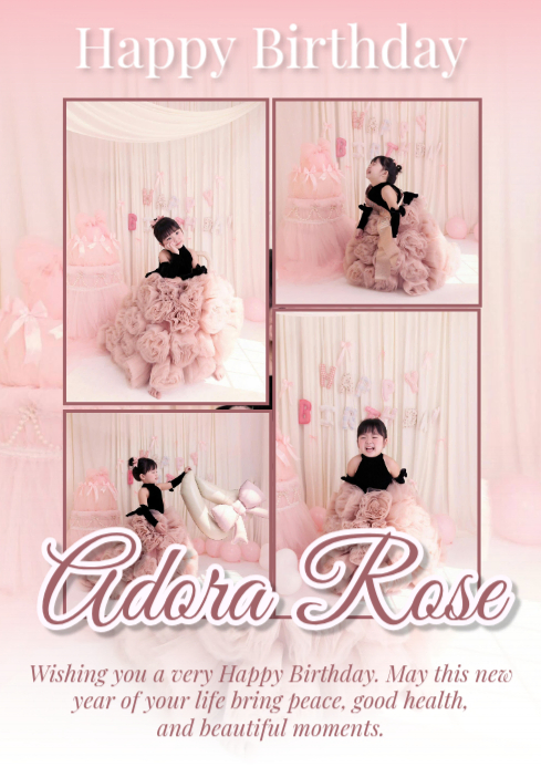 Pink Happy Birthday Photo Collage Template | PosterMyWall