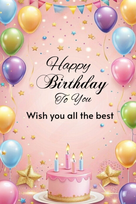 Pink Happy Birthday Poster Card Poster Template | PosterMyWall