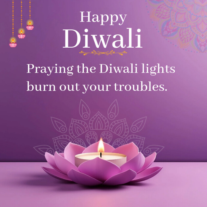Pink Happy Diwali Instagram Post Template | PosterMyWall