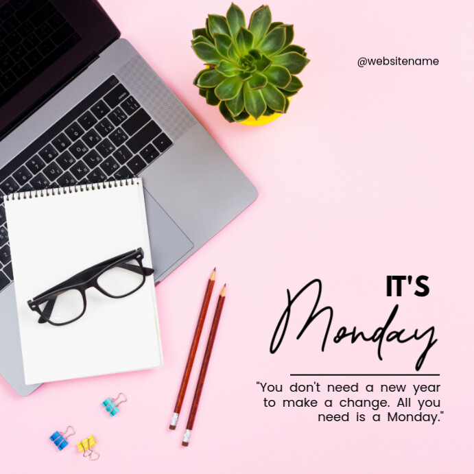 Pink Happy Monday Instagram Post Template | PosterMyWall