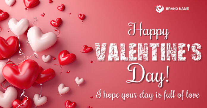 Pink Happy Valentine's Day Facebook Shared Image Template | PosterMyWall