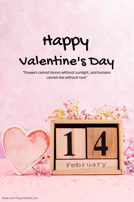 Pink Happy Valentine's Day Templates And Online Greeting Cards Poster ...
