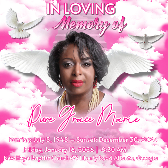 Pink Heavens Stairway In Loving Memory Angel Wings Funeral Flyer ...