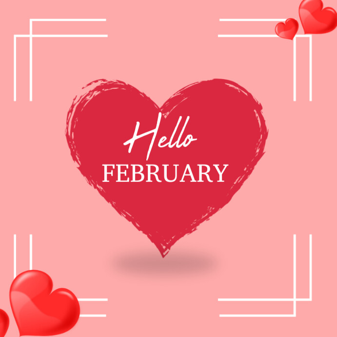 Pink Hello February Instagram Post Template | PosterMyWall