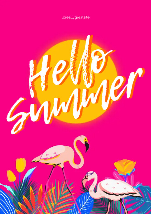 pink hello summer IG Post Template | PosterMyWall