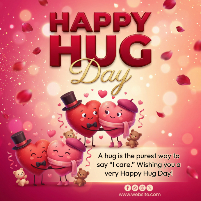 Pink Hug Day Celebration Instagram Post Template | PosterMyWall