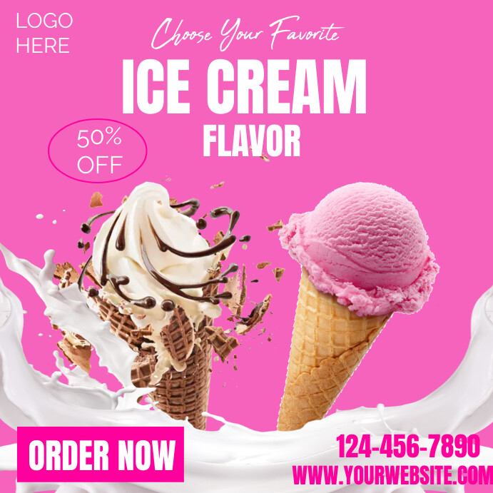 Plantilla de Pink Ice Cream Advertising Instagram Post | PosterMyWall
