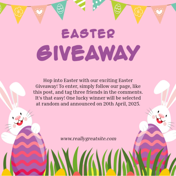 Pink Illustrated Easter Giveaway Facebook Post Template | PosterMyWall