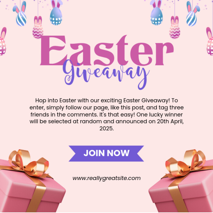 Pink Illustrated Easter Giveaway Instagram Post Template | PosterMyWall