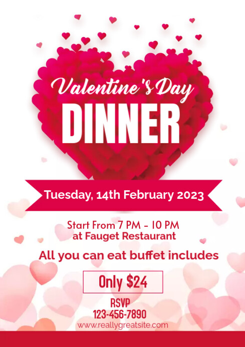 Copy of Pink Illustrated valentine's dinner poster | PosterMyWall