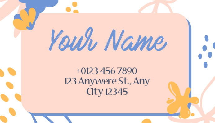 Modèle Pink Illustrative Address Label Business Card | PosterMyWall