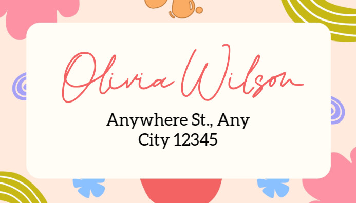 Pink Illustrative Address Label Business Card Template | PosterMyWall