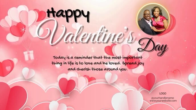 Pink Illustrative Digital Happy Valentine's Day Digital Display (16:9 ...