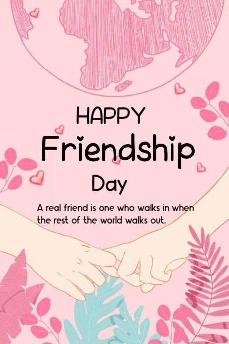Pink Illustrative Friendship Day Poster เทมเพลต | PosterMyWall